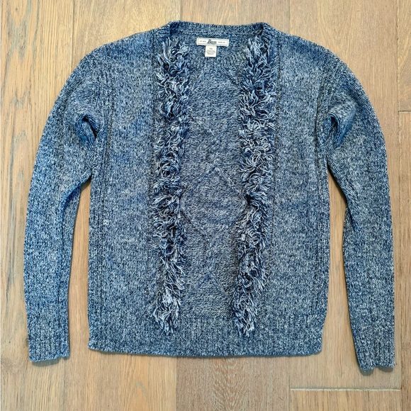Bass | Sweaters | Bass Sweater Womens Blue Long Sleeve Pullover Fringe ...